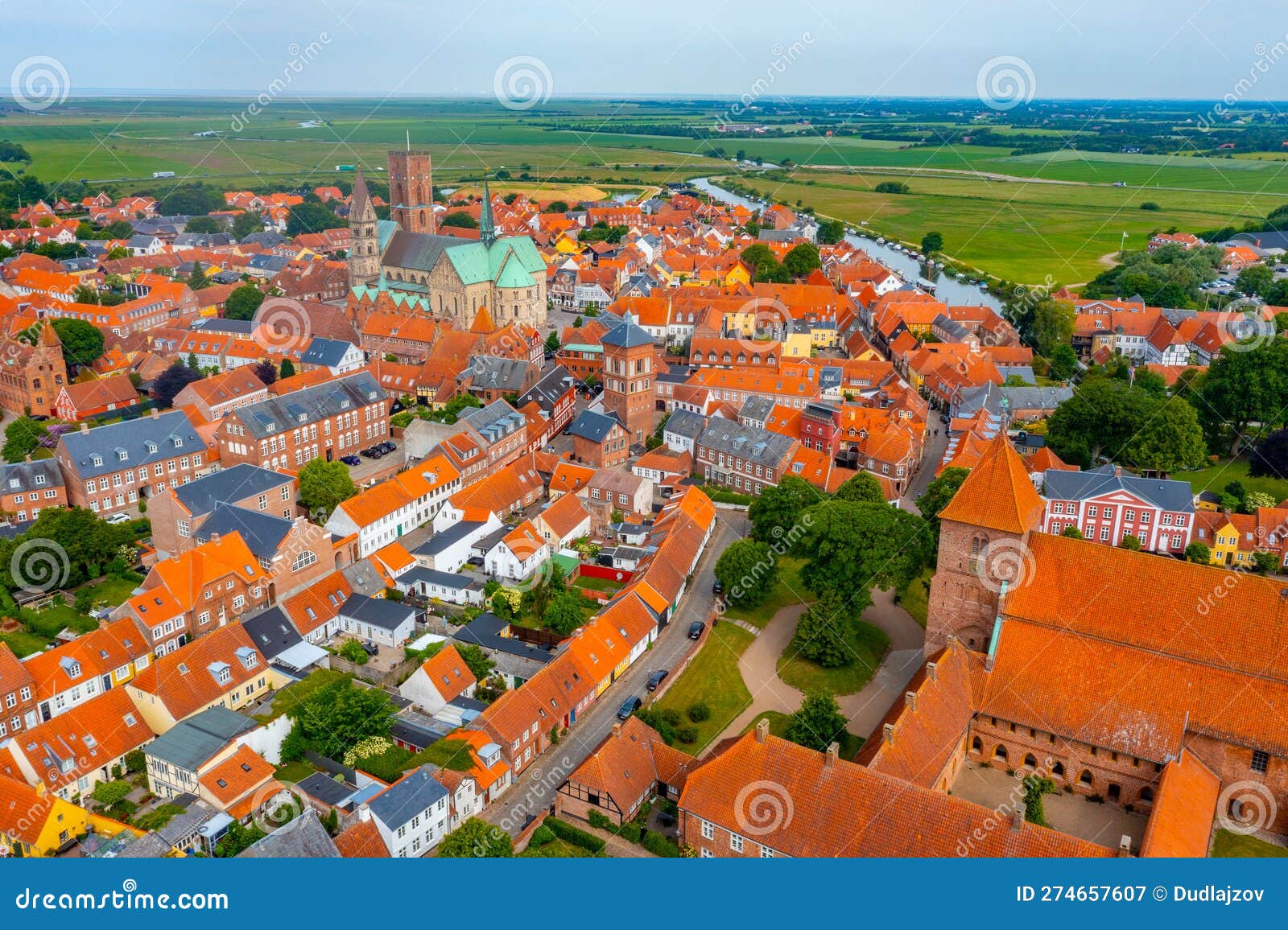 Panorama View of Danish Town Ribe Stock Image - Image of church, town ...