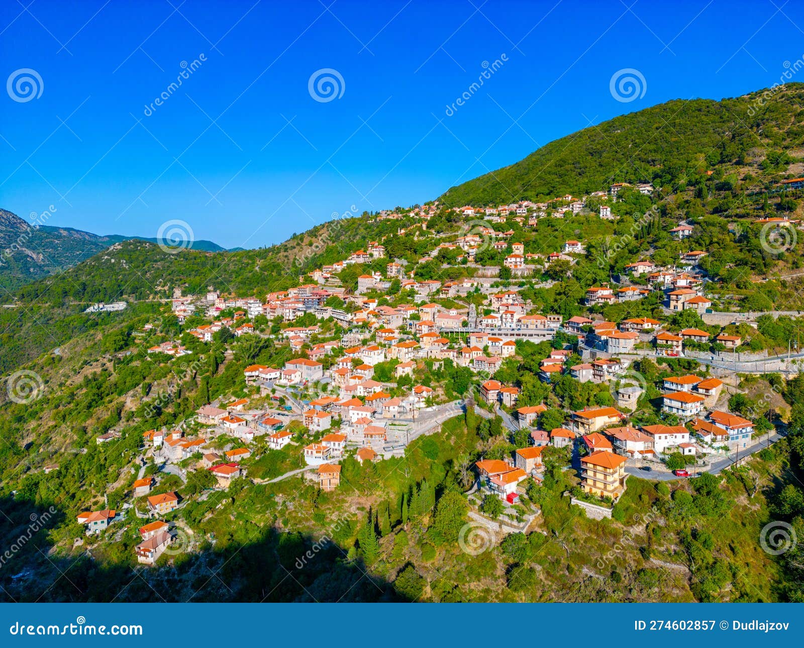 Panorama View of Dimitsana Village at Greece Stock Image - Image of ...