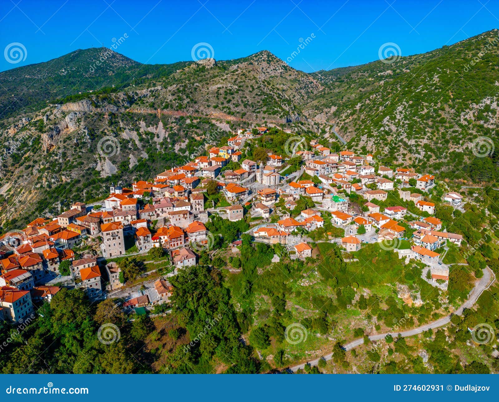 Panorama View of Dimitsana Village at Greece Stock Image - Image of ...