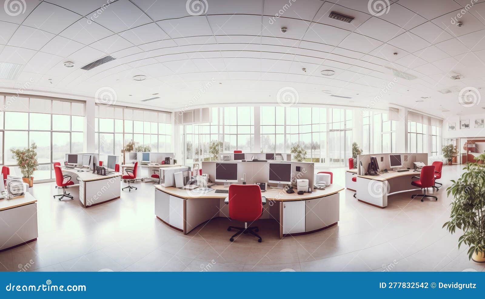 Panorama View of Empty Call Center Operator Workspace. Generative AI ...