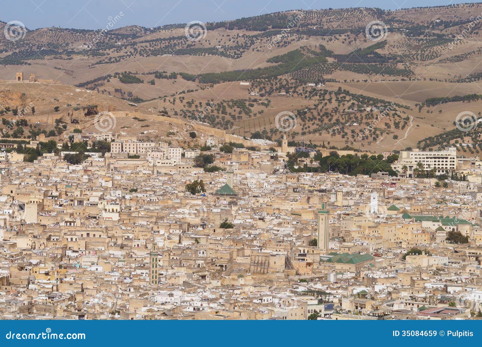 Panorama View of Fez, Morocco Stock Image - Image of alattarine, kasbah ...