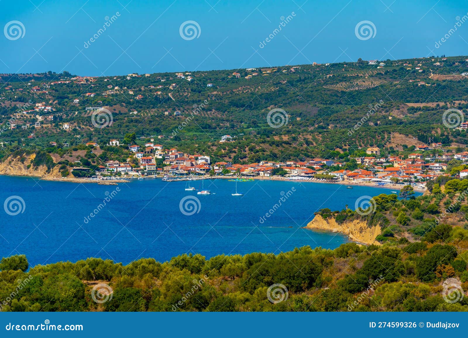 Panorama View of Finikounda Resort in Greece Stock Photo - Image of ...