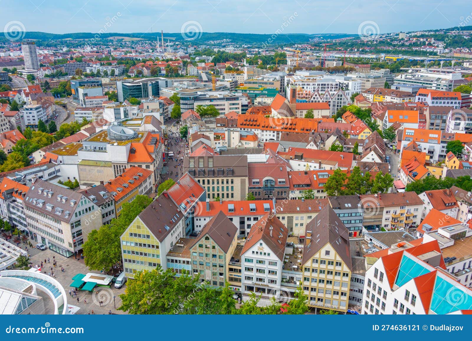 Panorama View of German Town Ulm Stock Image - Image of skyline, street ...