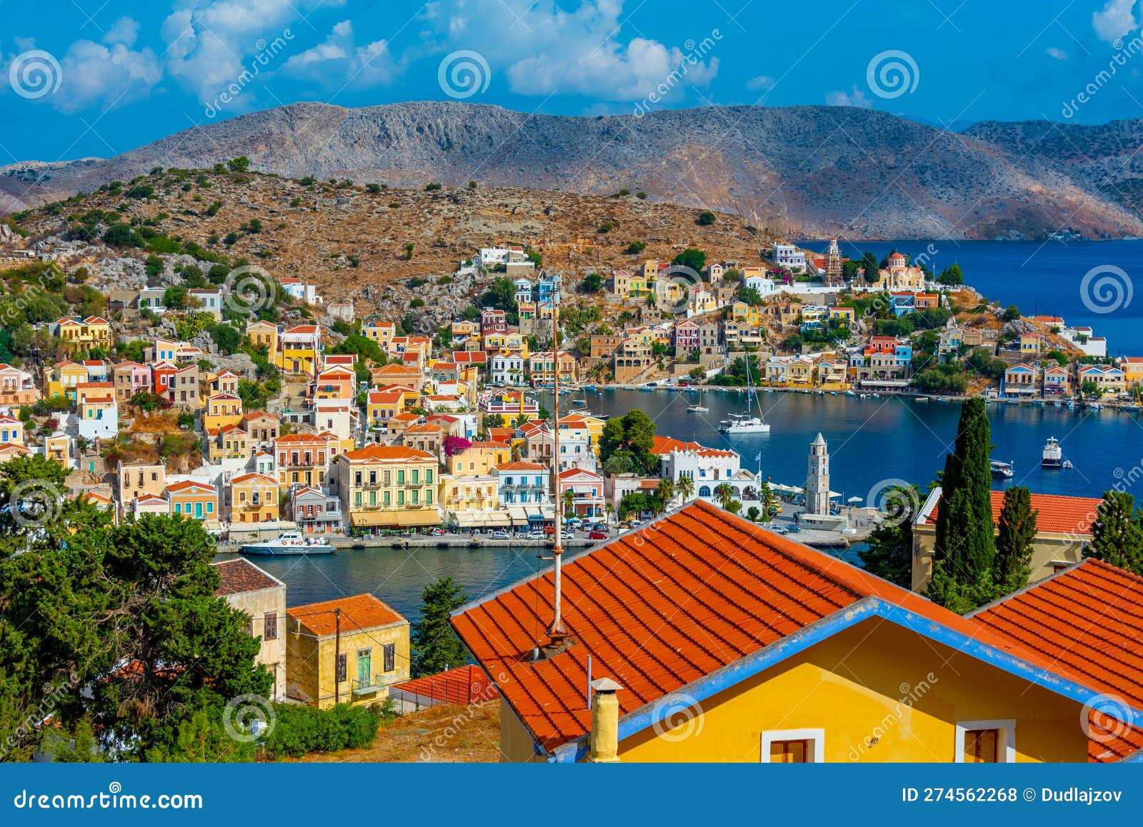 Panorama View of Greek Island Symi Stock Photo - Image of island ...