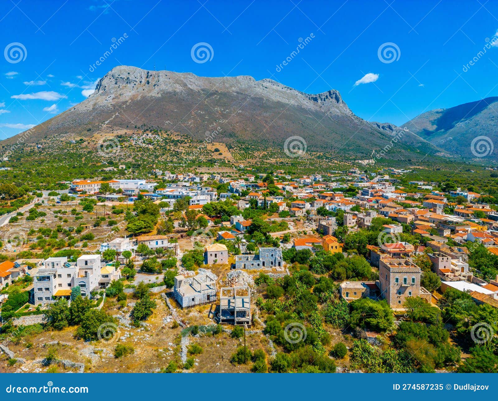 Panorama View of Greek Town Aeropoli Stock Image - Image of greek ...