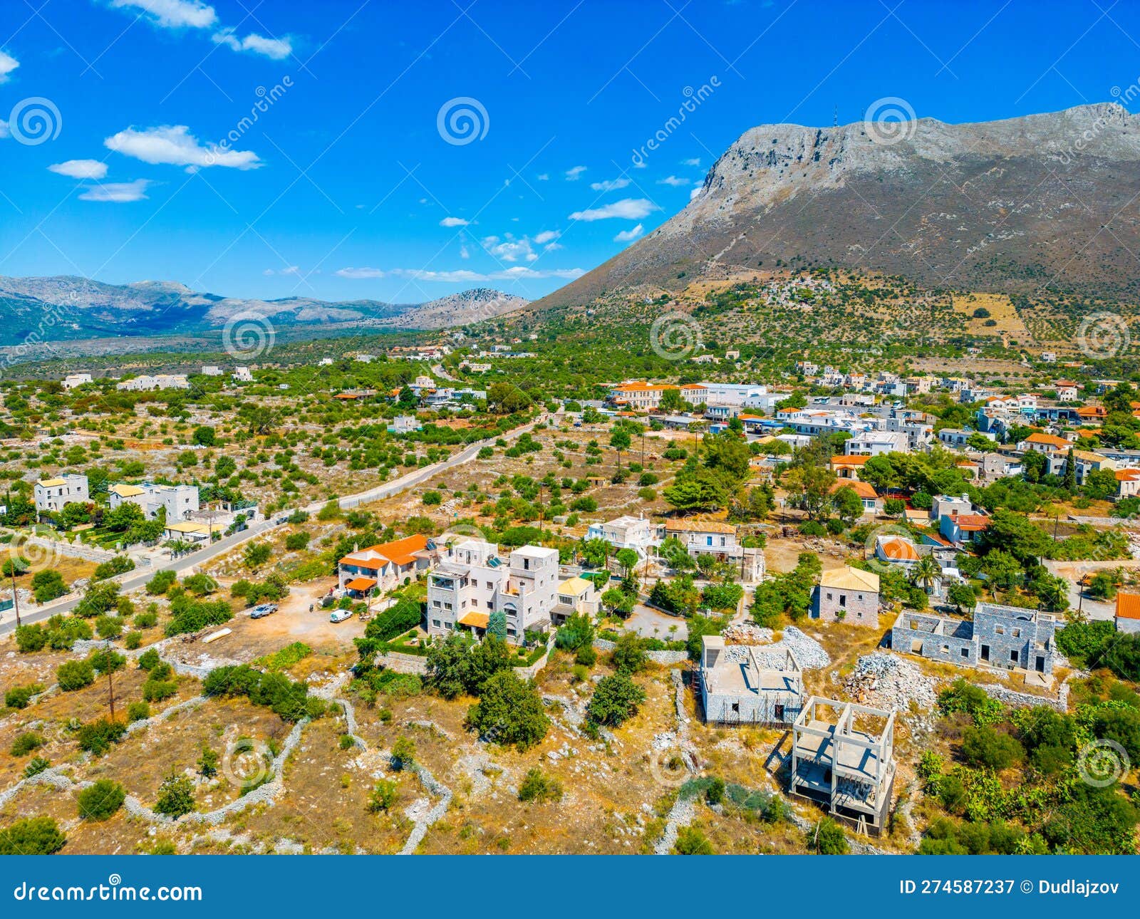 Panorama View of Greek Town Aeropoli Stock Image - Image of house ...