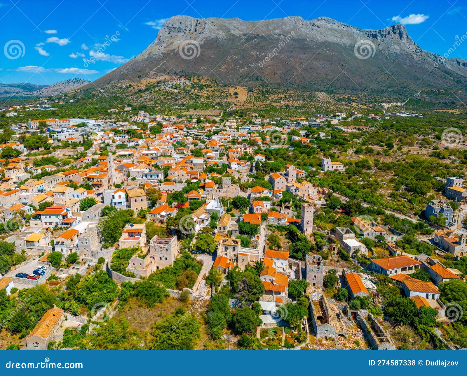 Panorama View of Greek Town Aeropoli Stock Photo - Image of house ...