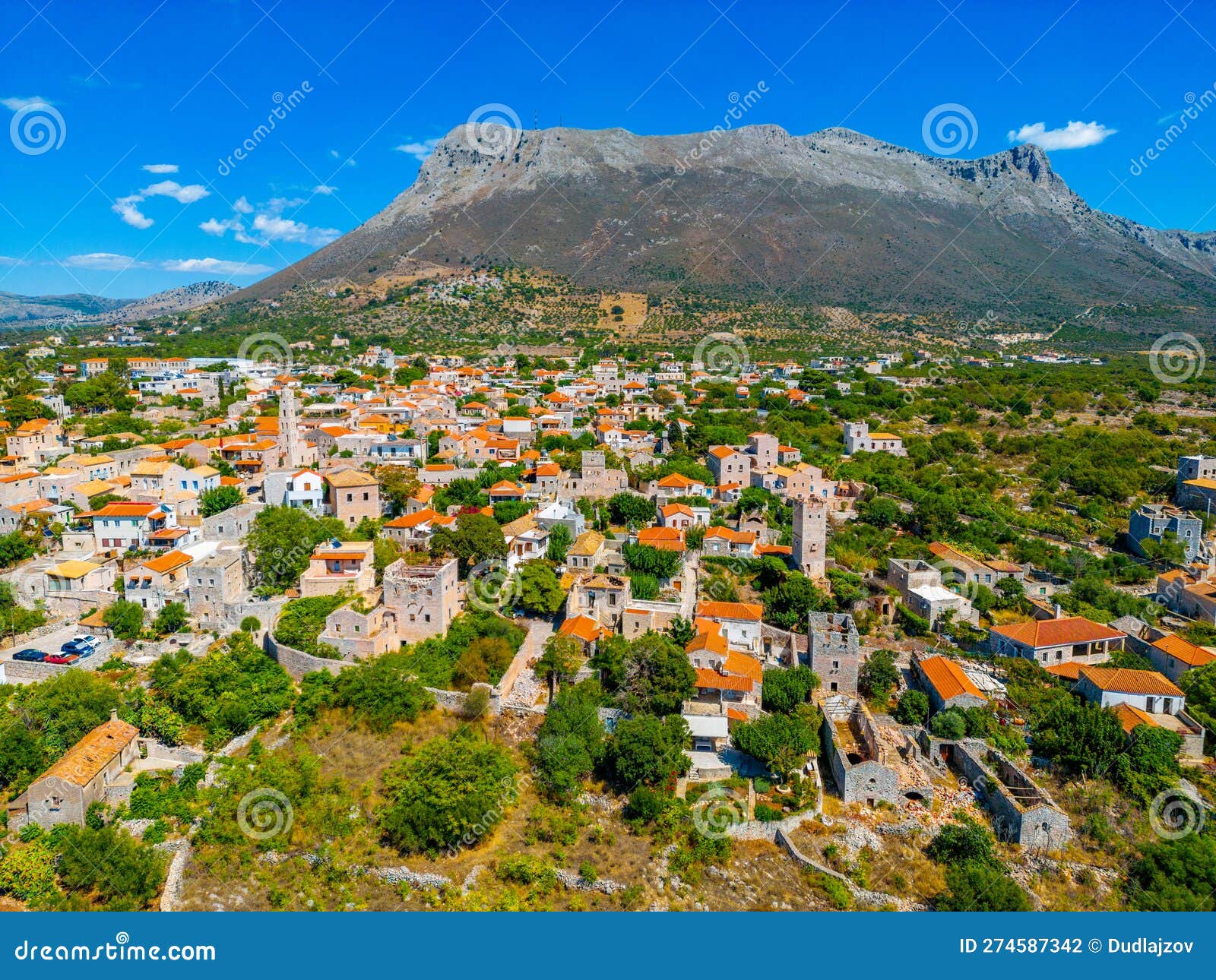 Panorama View of Greek Town Aeropoli Stock Photo - Image of laconia ...