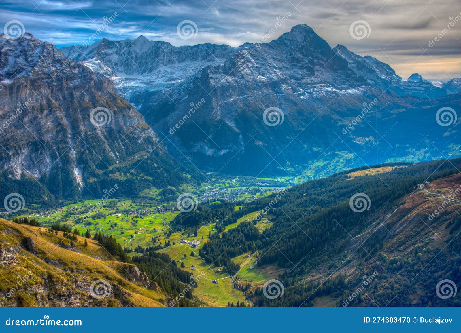 Panorama View of Grindelwald, Switzerland Stock Photo - Image of aerial ...