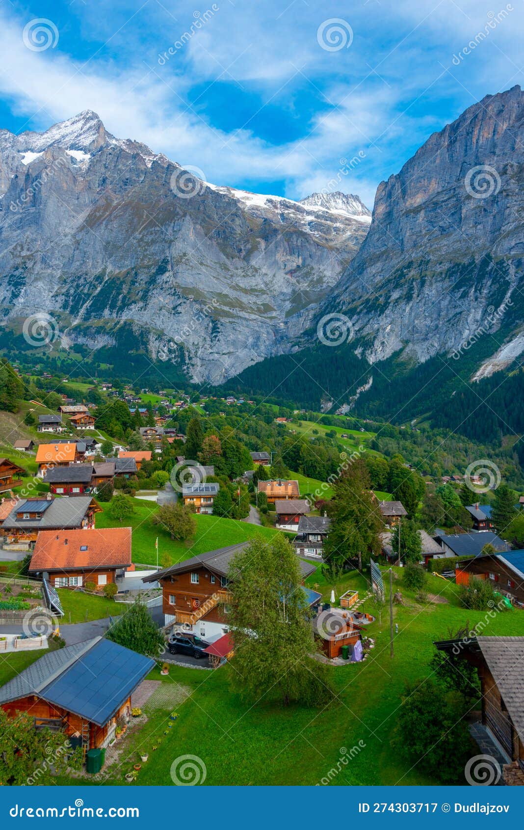 Panorama View of Grindelwald, Switzerland Stock Image - Image of gorge ...