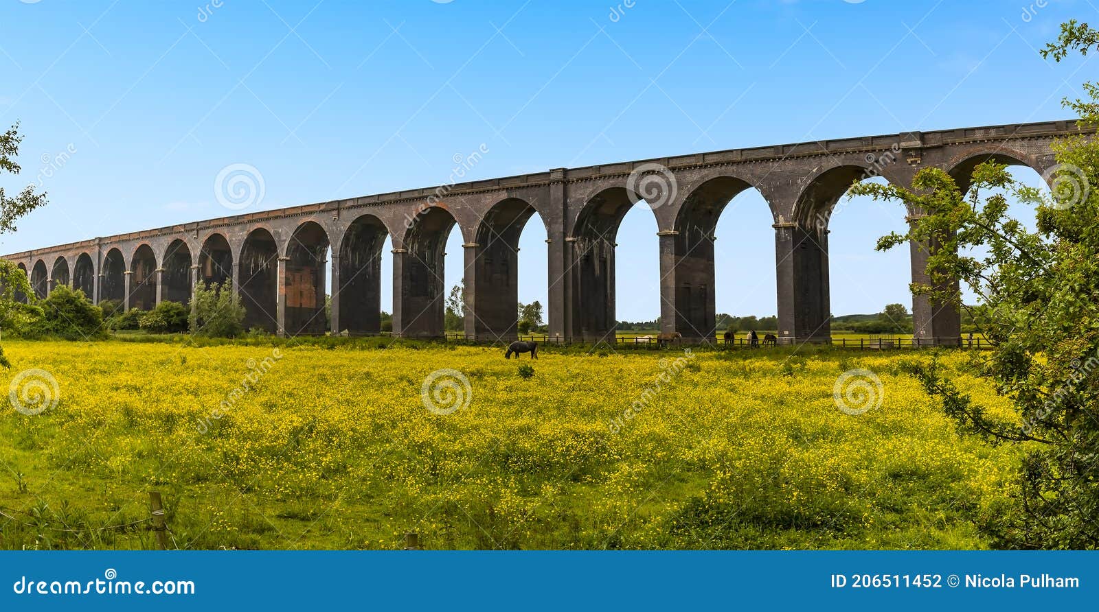 A Panorama View of the Harringworth Railway Viaduct from Seaton, UK ...