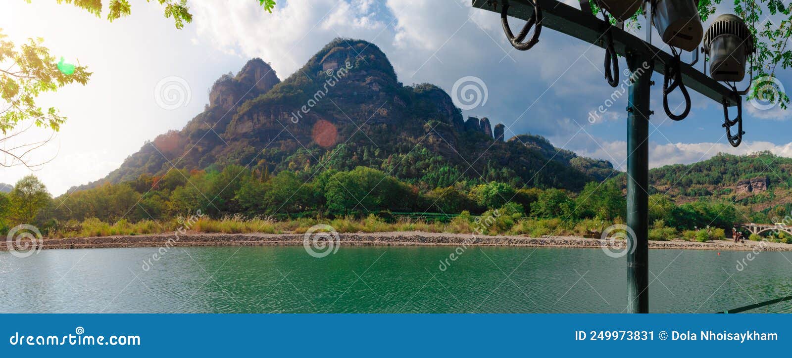 Panorama View of the Hill from Riverside in Sunny Day Stock Image ...