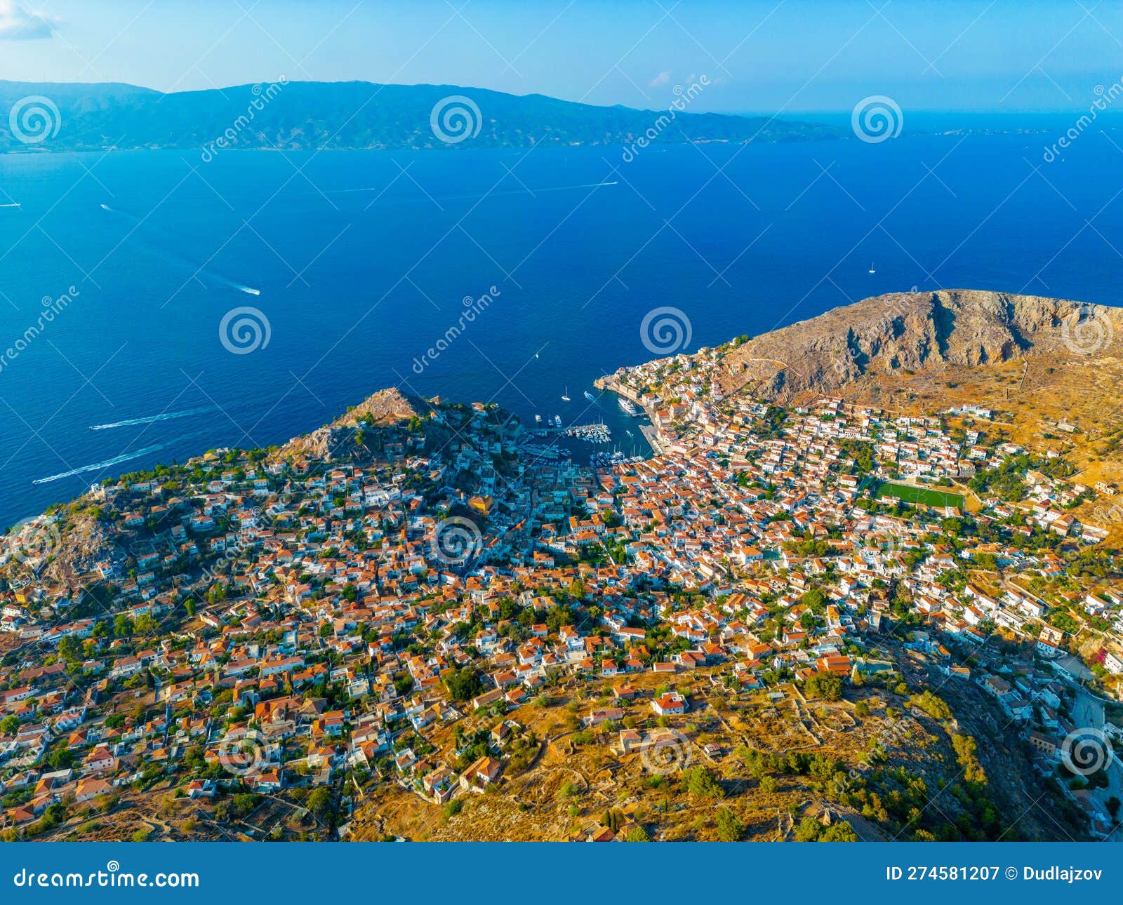 Panorama View of Hydra Town in Greece Stock Image - Image of saronic ...