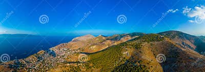 Panorama View of Hydra Town in Greece Stock Image - Image of ...