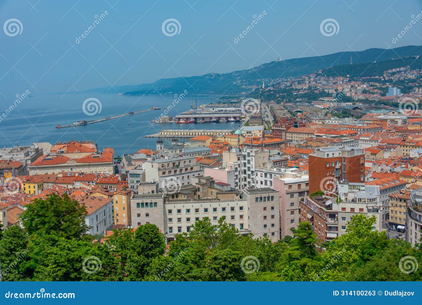 Panorama View of Italian Town Trieste Stock Image - Image of seaside ...