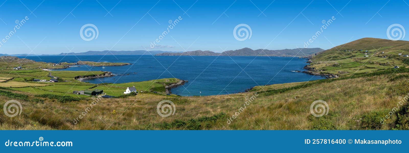 Panorama View of the Iveragh Peninsula and Kells Bay in County Kerry ...