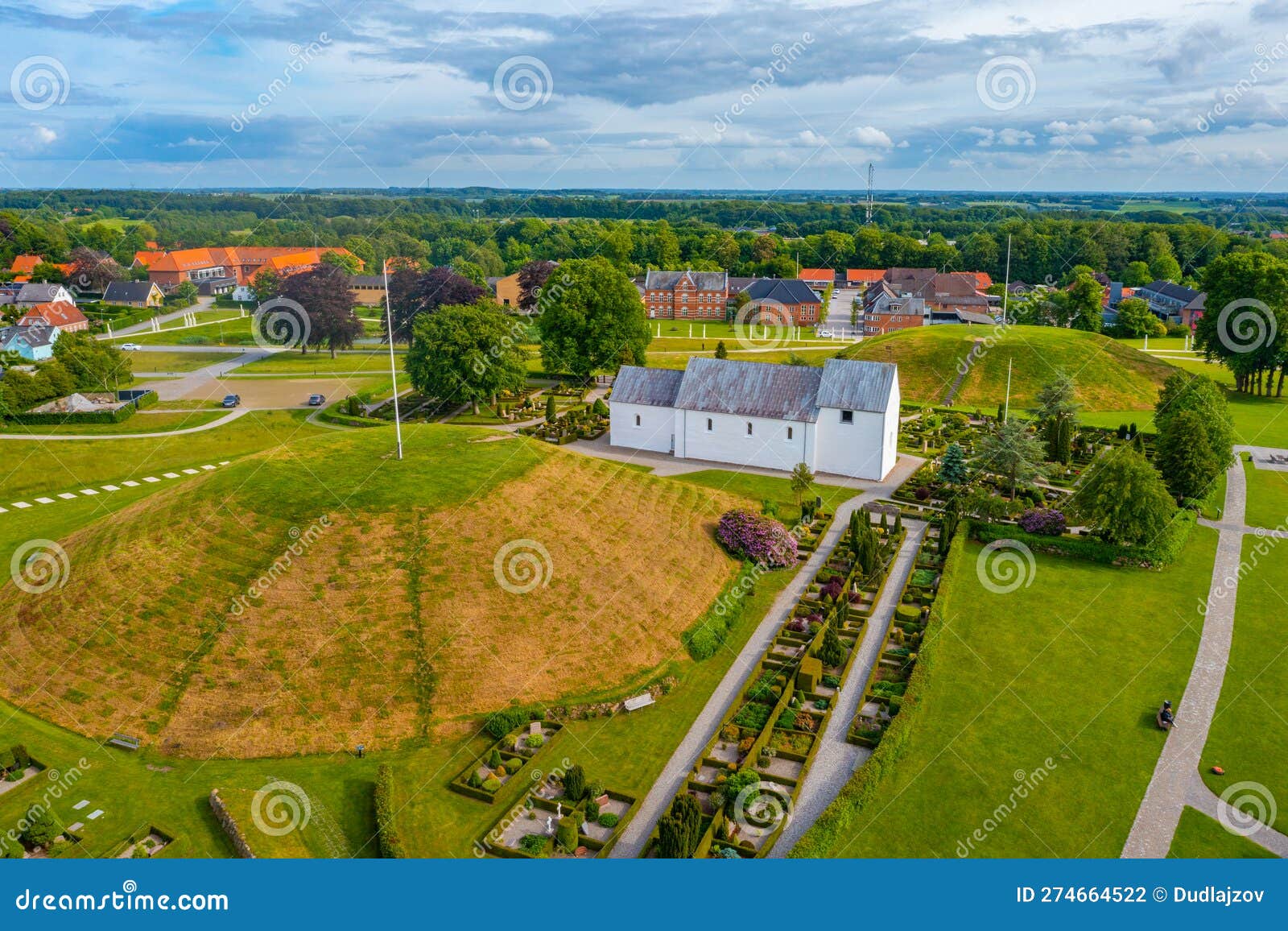 Panorama View of Jelling Burial Mounds in Denmark Stock Photo - Image ...