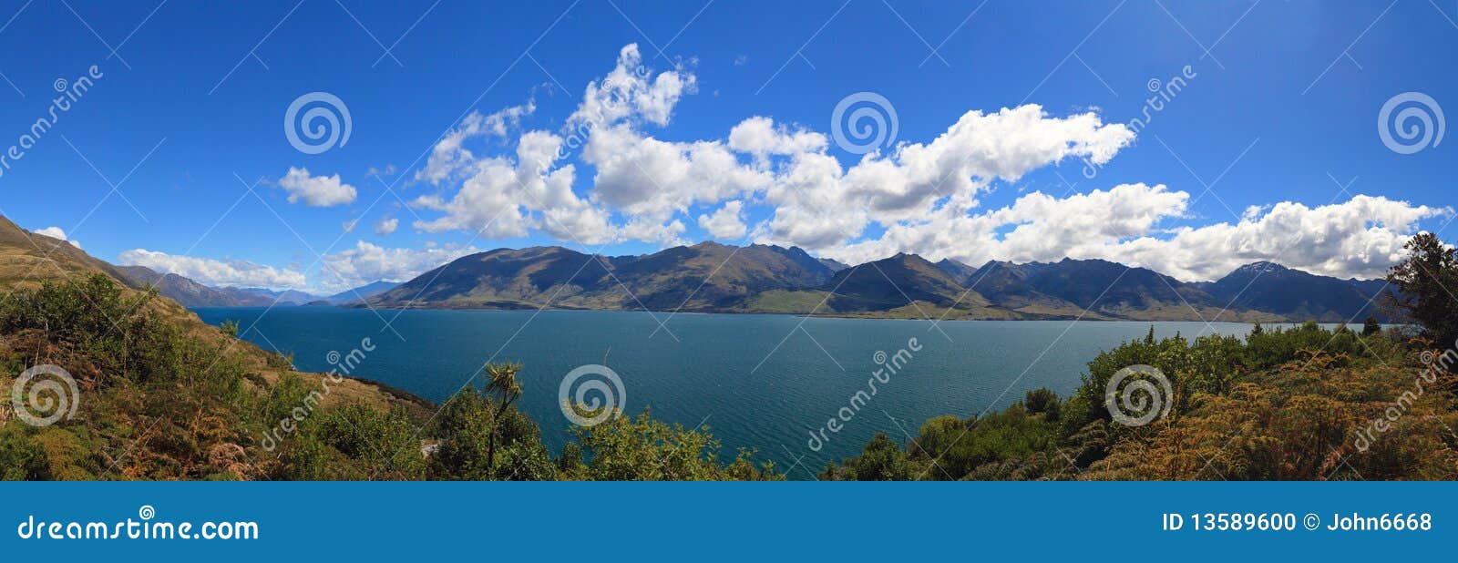 Panorama View of Lake Hawea Stock Photo - Image of picturesque, park ...
