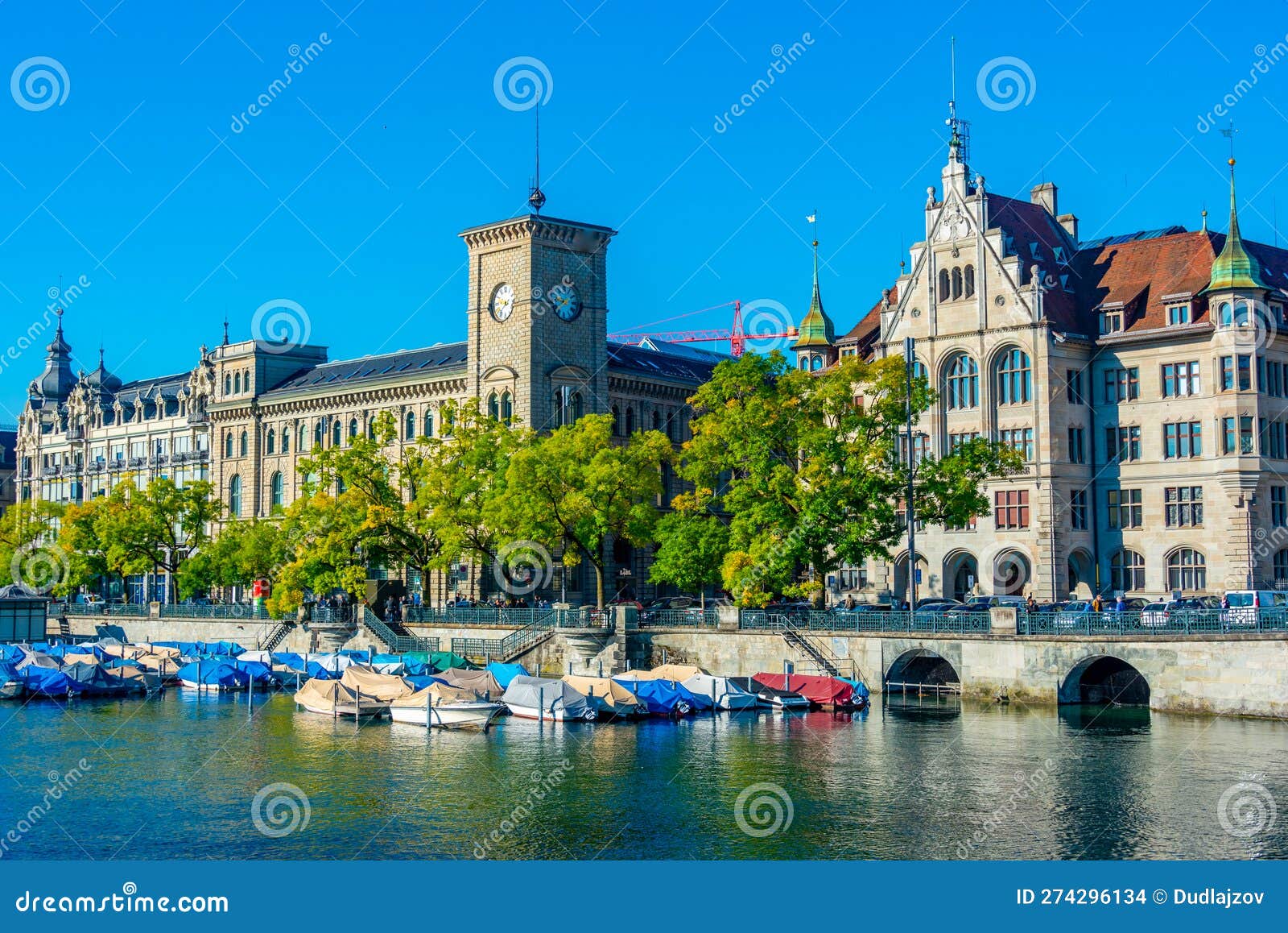 Panorama View of Limmat River in Zurich, Switzerland Stock Photo ...