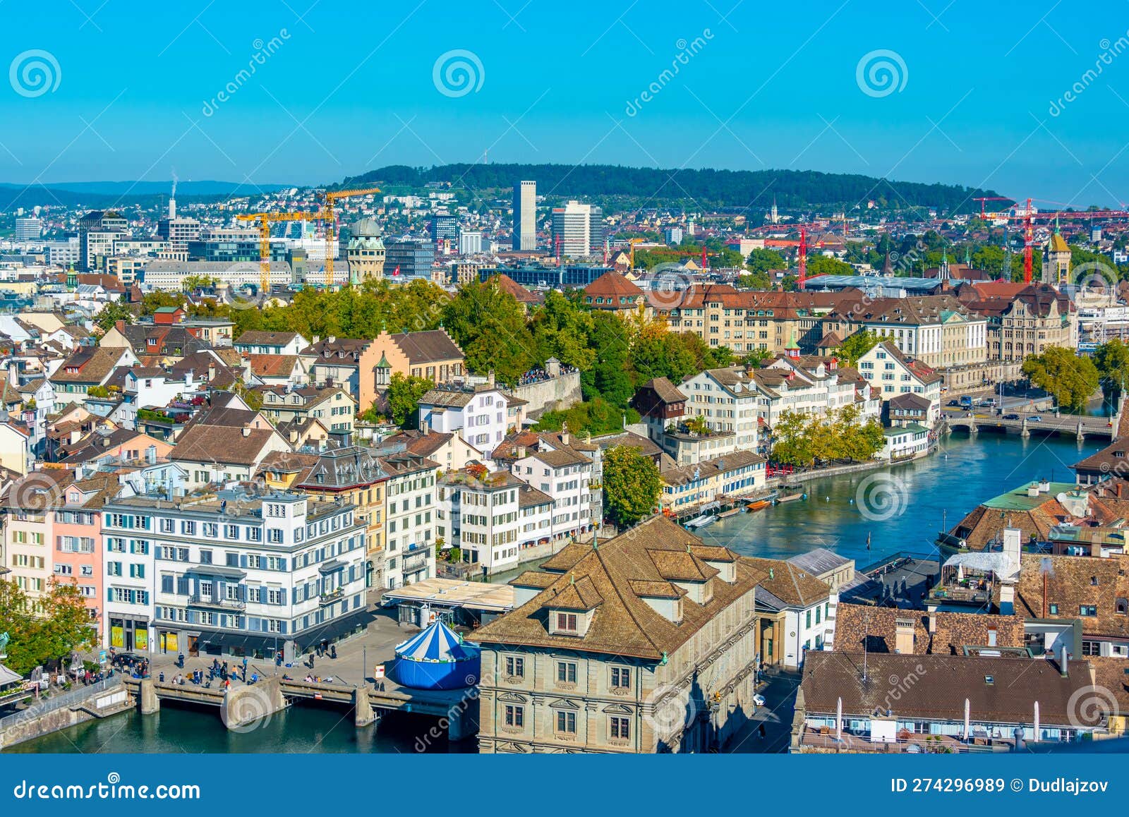 Panorama View of Limmat River in Zurich, Switzerland Stock Image ...