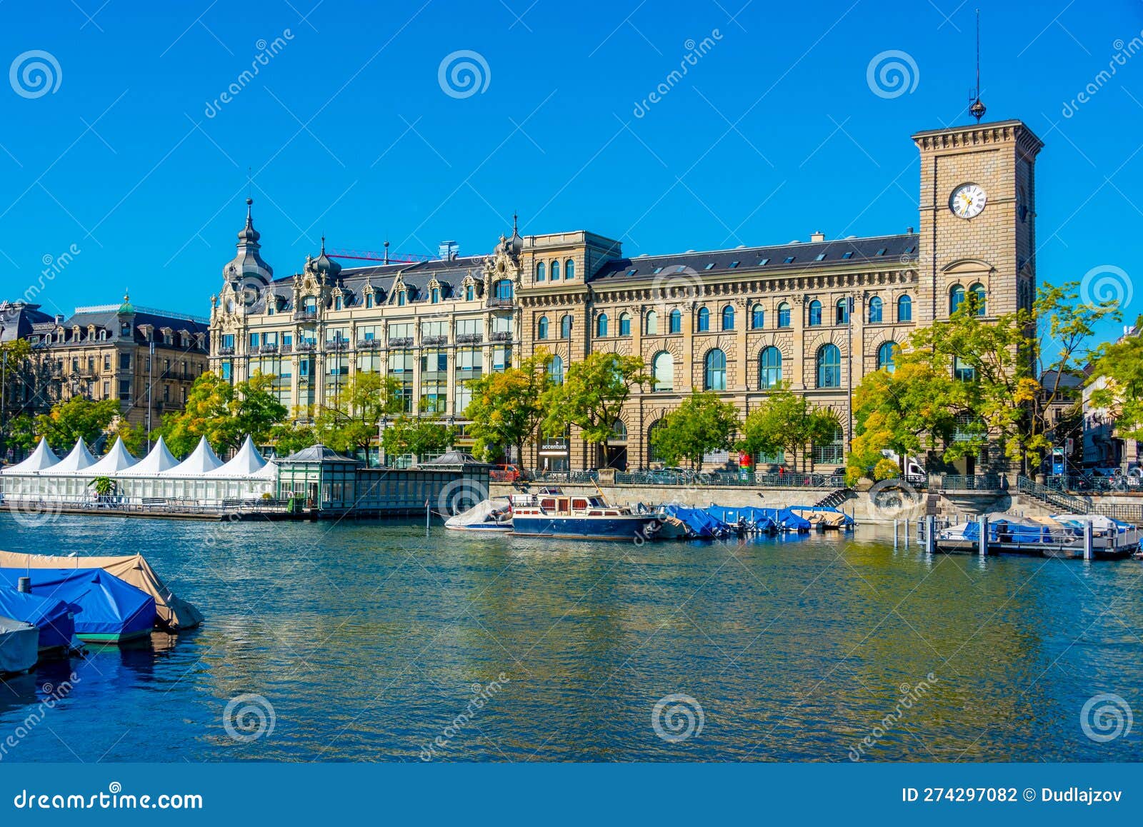 Panorama View of Limmat River in Zurich, Switzerland Stock Photo ...