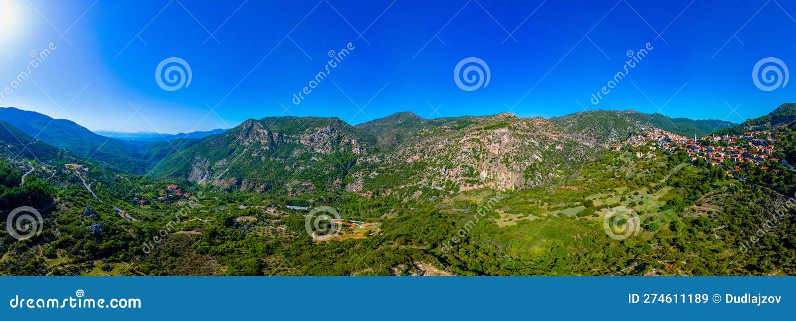 Panorama View of Lousios Gorge in Greece Stock Image - Image of ...