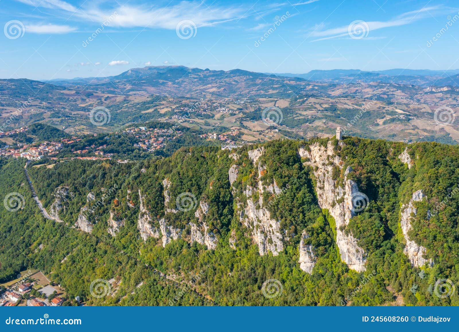 Panorama View of the Montale Tower of San Marino Stock Photo - Image of ...