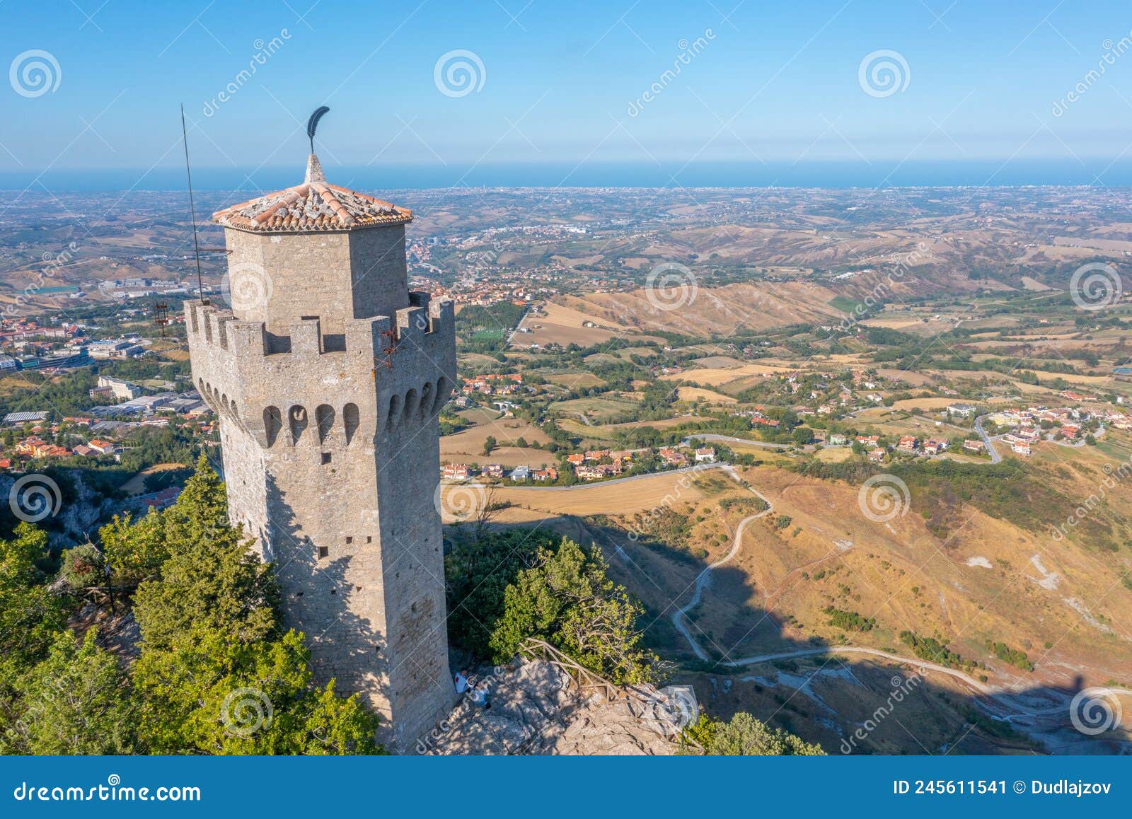 Panorama View of the Montale Tower of San Marino Stock Image - Image of ...