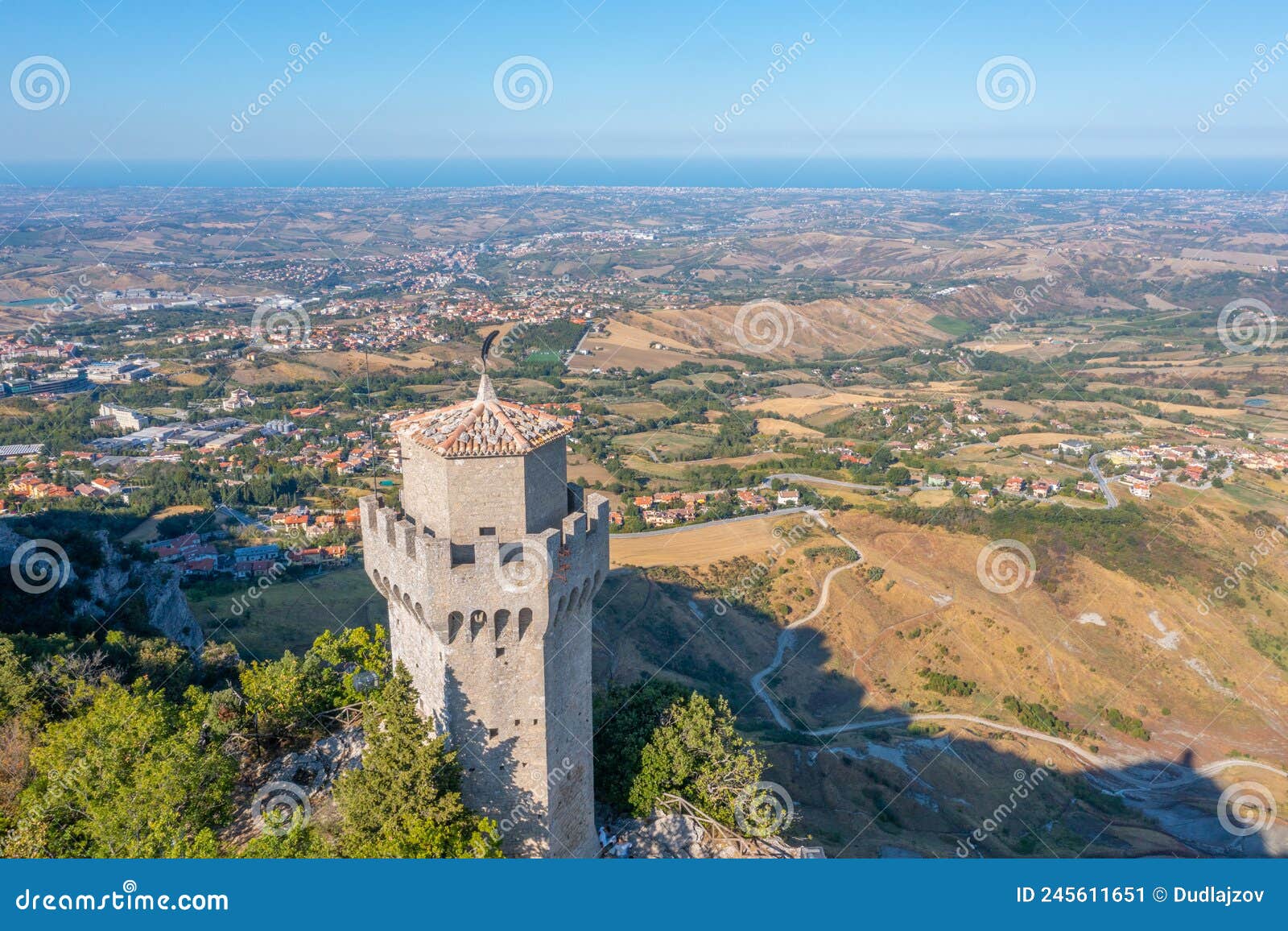 Panorama View of the Montale Tower of San Marino Stock Image - Image of ...