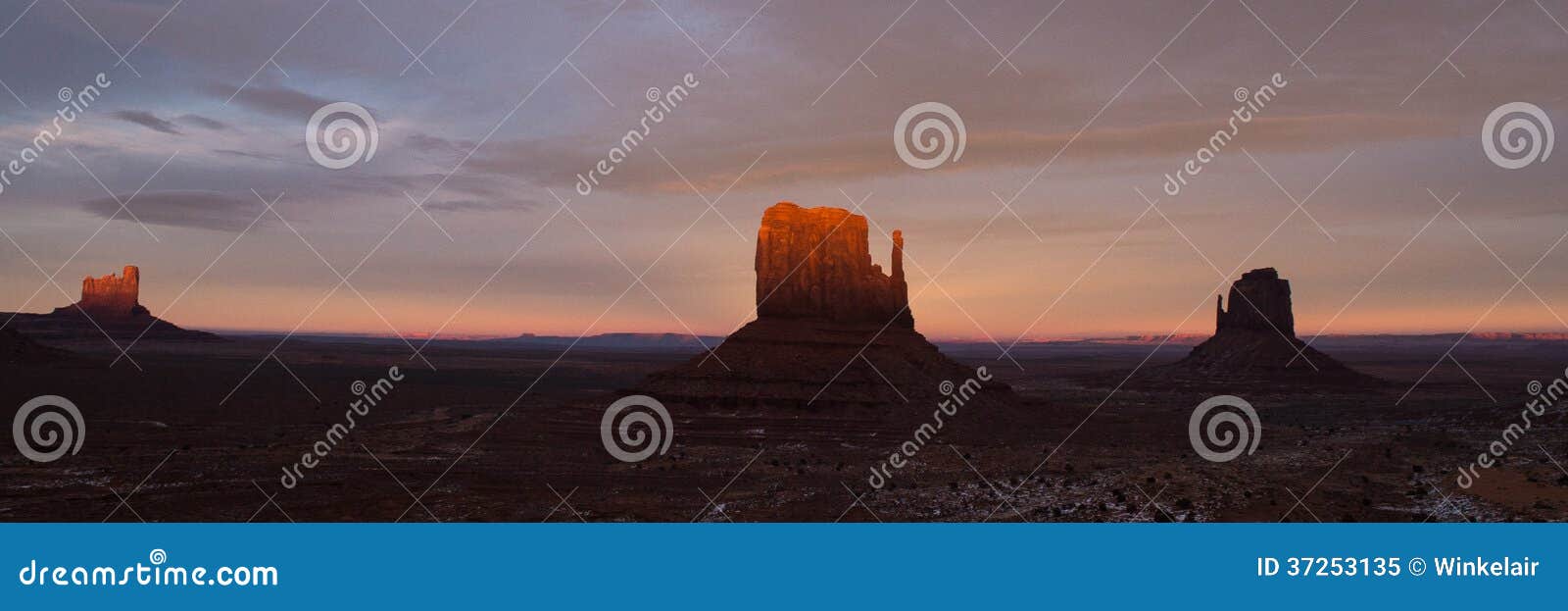 Panorama View of Monument Valley at Sunset Stock Image - Image of cloud ...