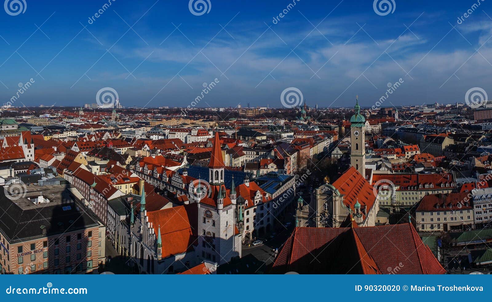 Panorama View of Munich City Center. Stock Photo - Image of famous ...