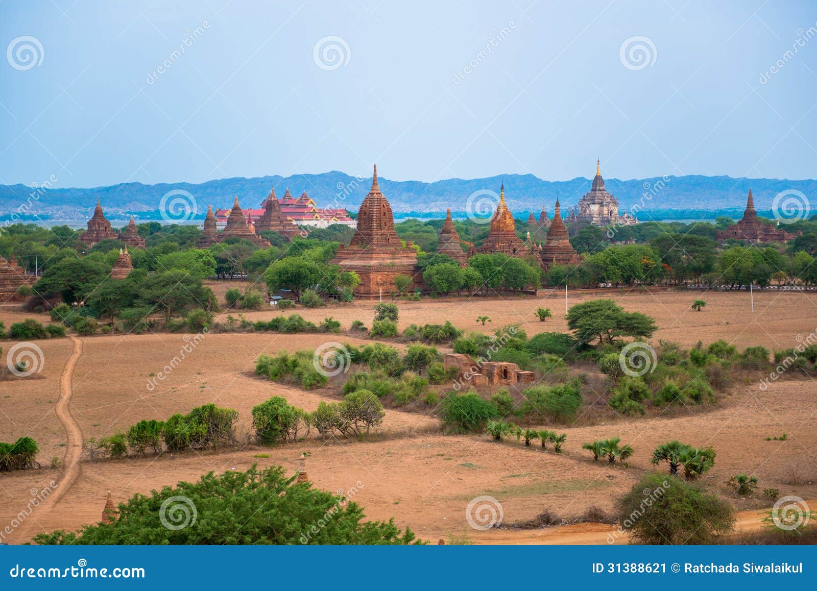 Panorama view of Old Bagan stock image. Image of myanmar - 31388621