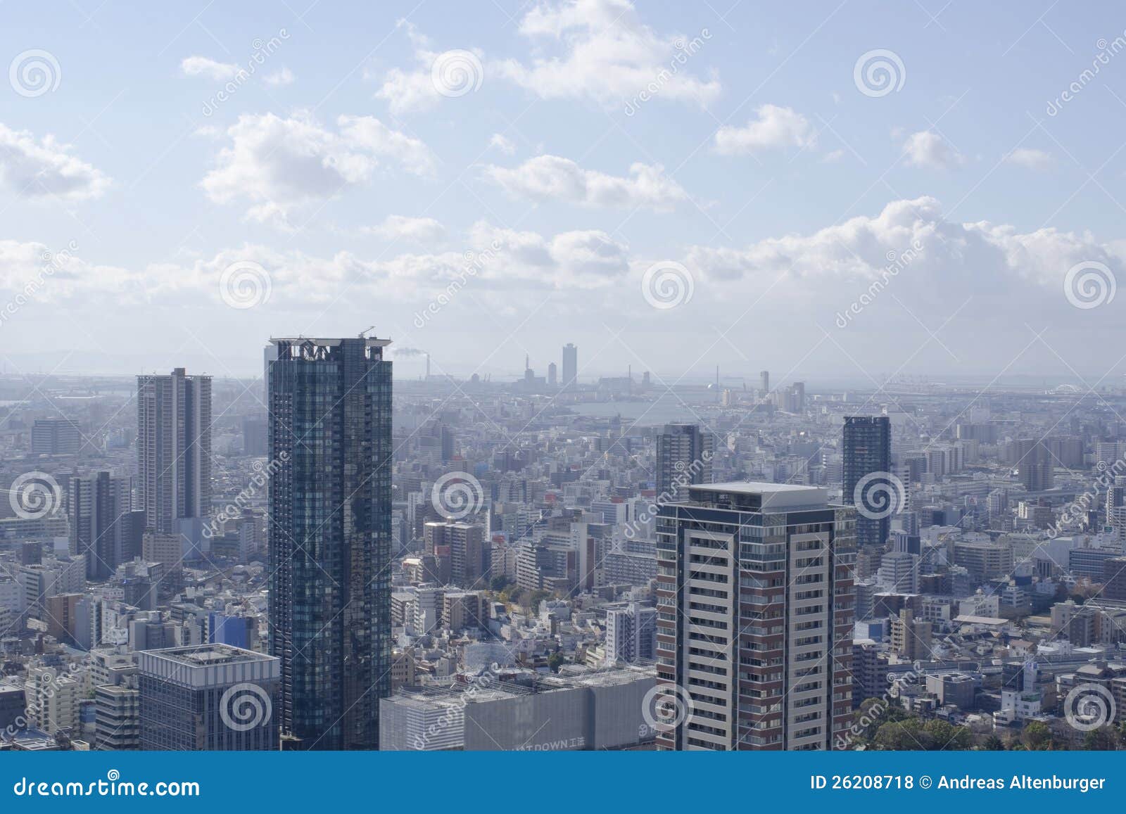 Panorama view of Osaka bay editorial stock photo. Image of crowded ...