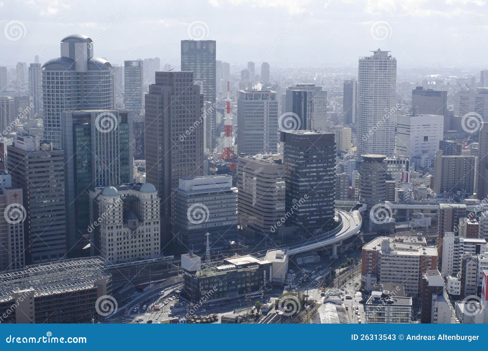 Panorama View of Osaka City Editorial Stock Photo - Image of district ...