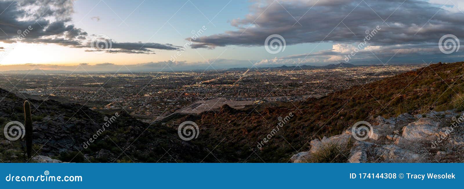 Panorama View of Phoenix from a Mountain Stock Photo - Image of clouds ...