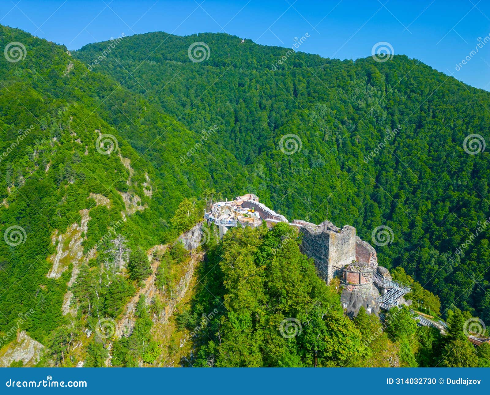 Panorama View of Poenari Citadel in Romania Stock Photo - Image of ...
