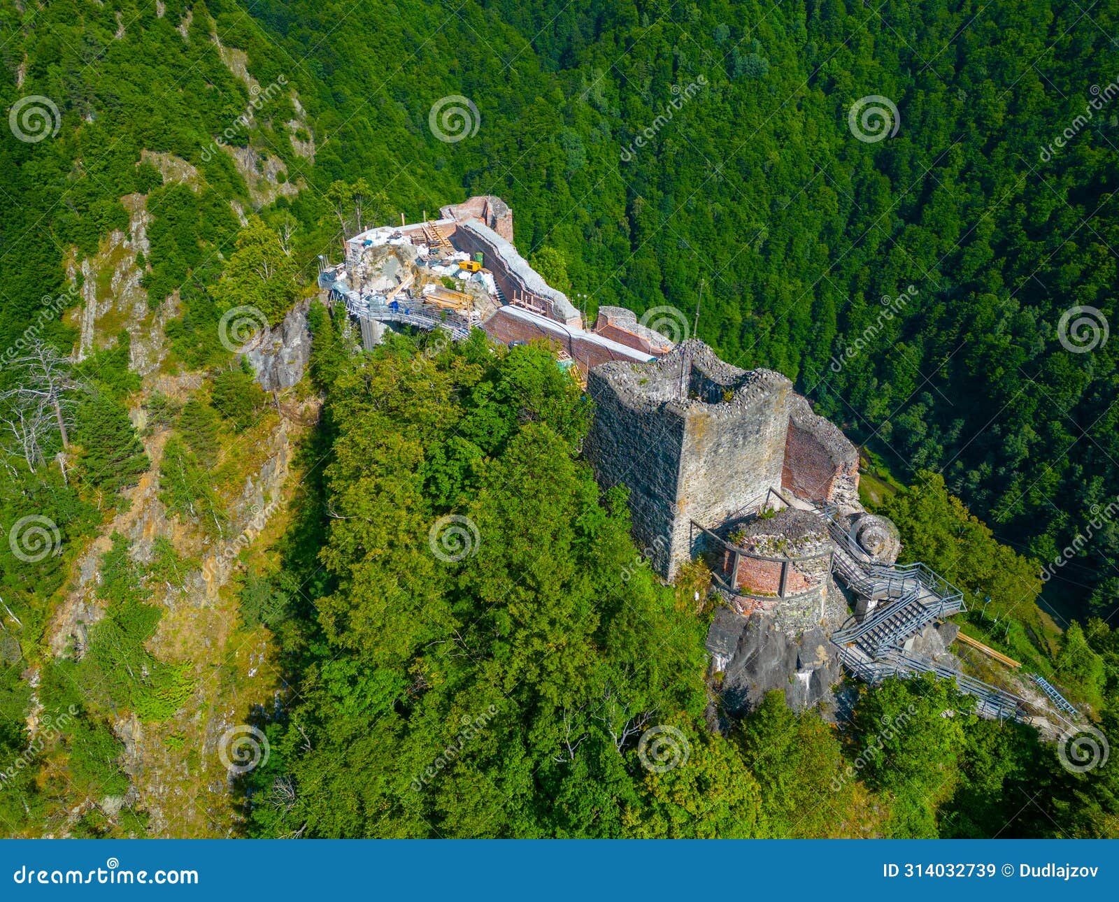 Panorama View of Poenari Citadel in Romania Stock Image - Image of ...