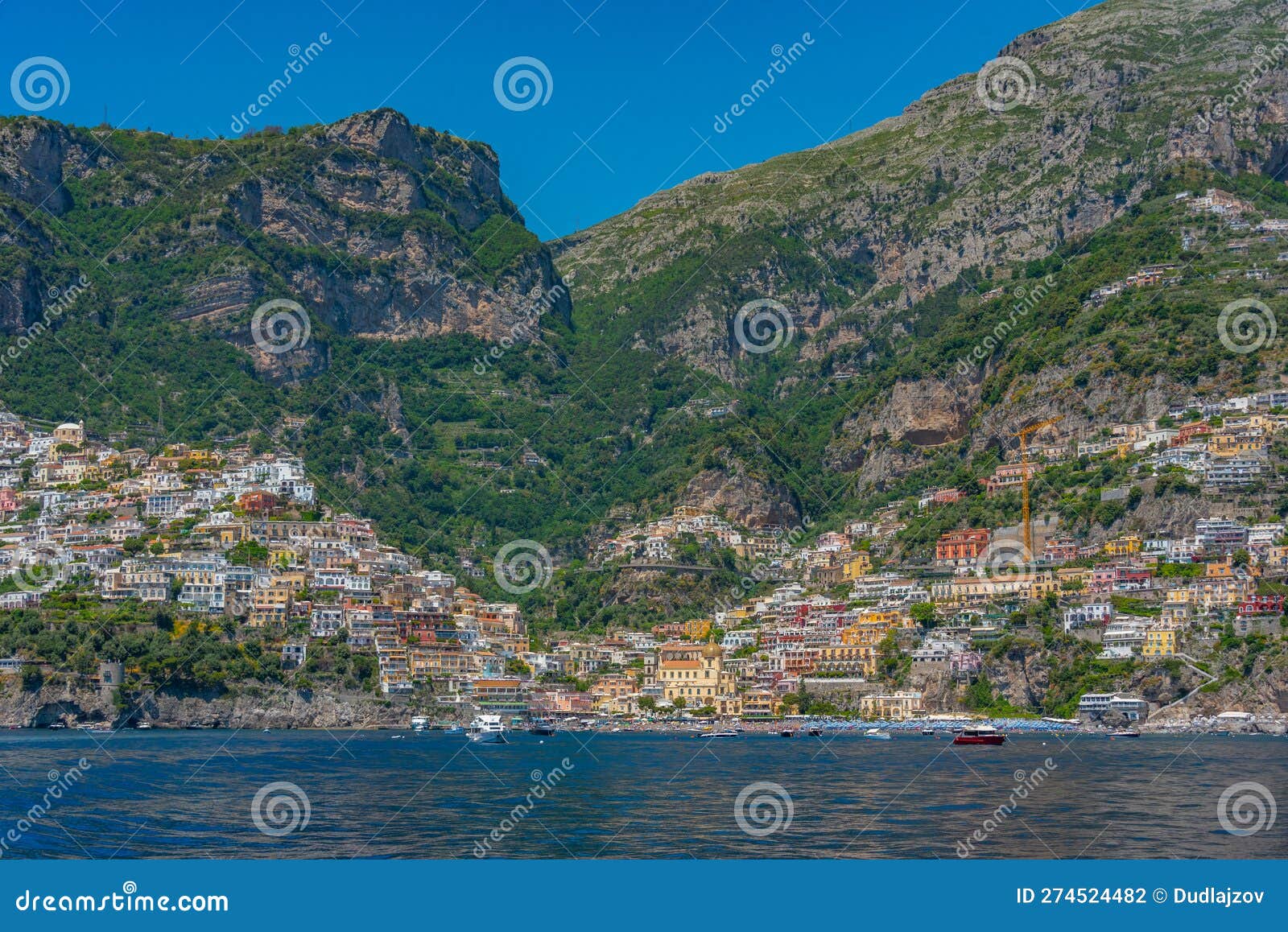 Panorama View of Positano Town in Italy Stock Photo - Image of tourist ...