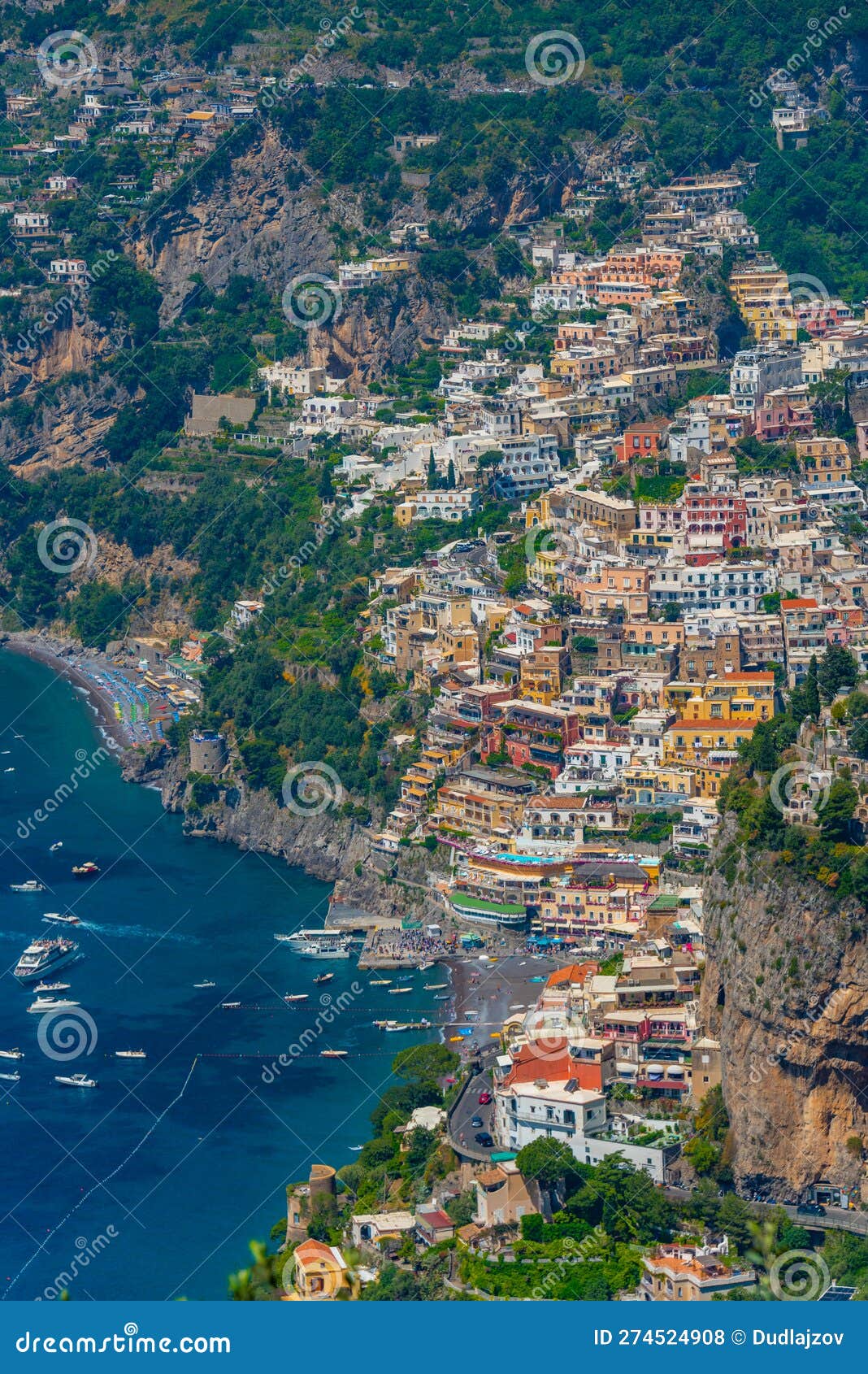 Panorama View of Positano Town in Italy Stock Photo - Image of costiera ...