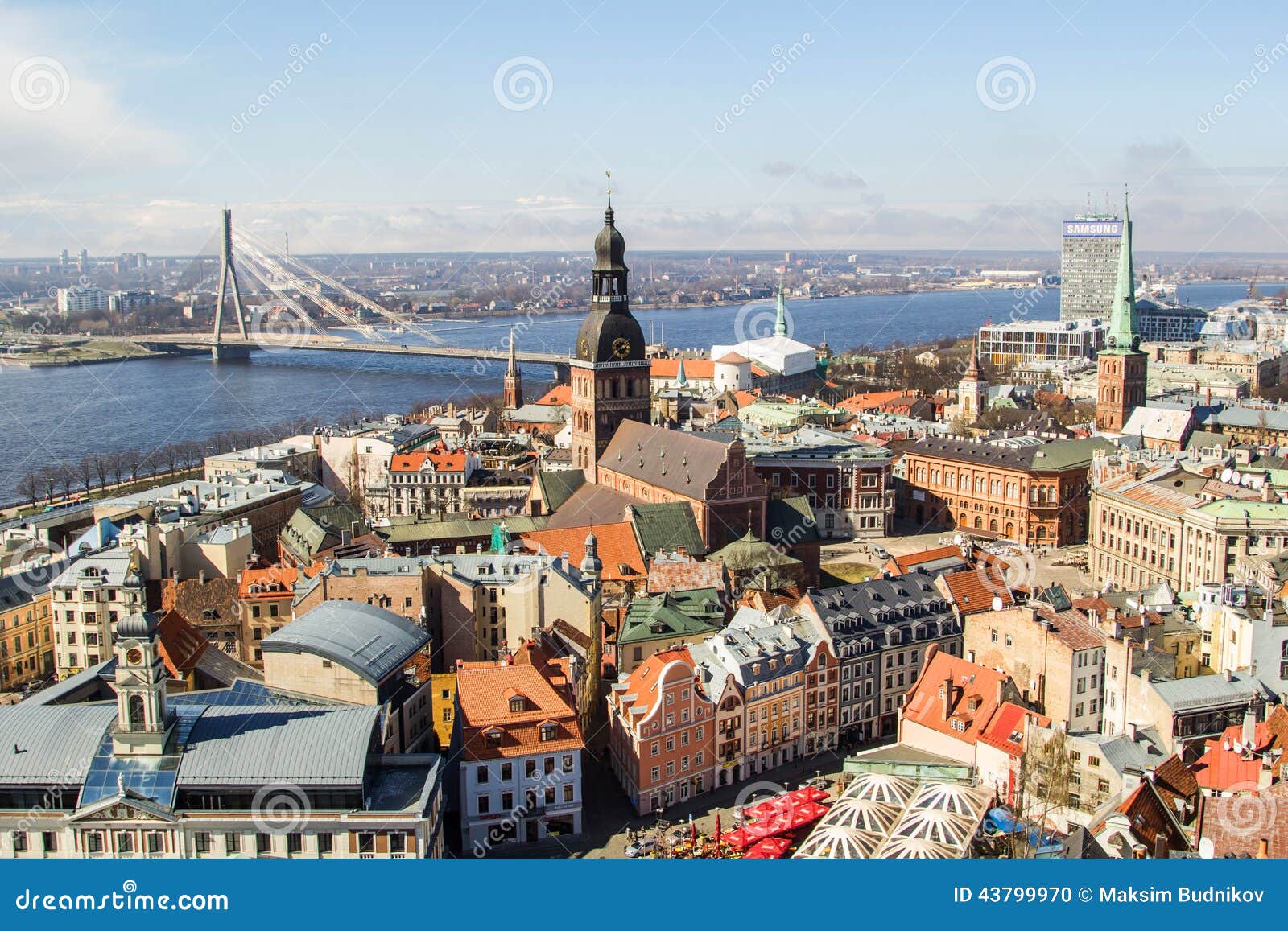 The panorama view of Riga editorial image. Image of area - 43799970