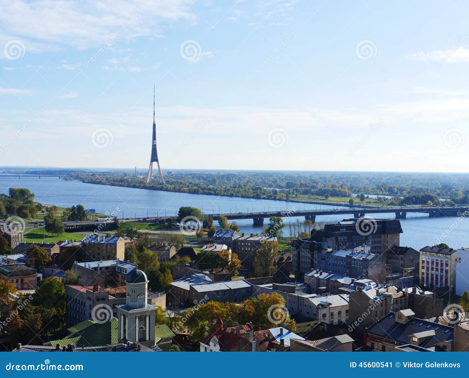 The Panorama View of Riga, Latvia Stock Image - Image of bridge, blue ...
