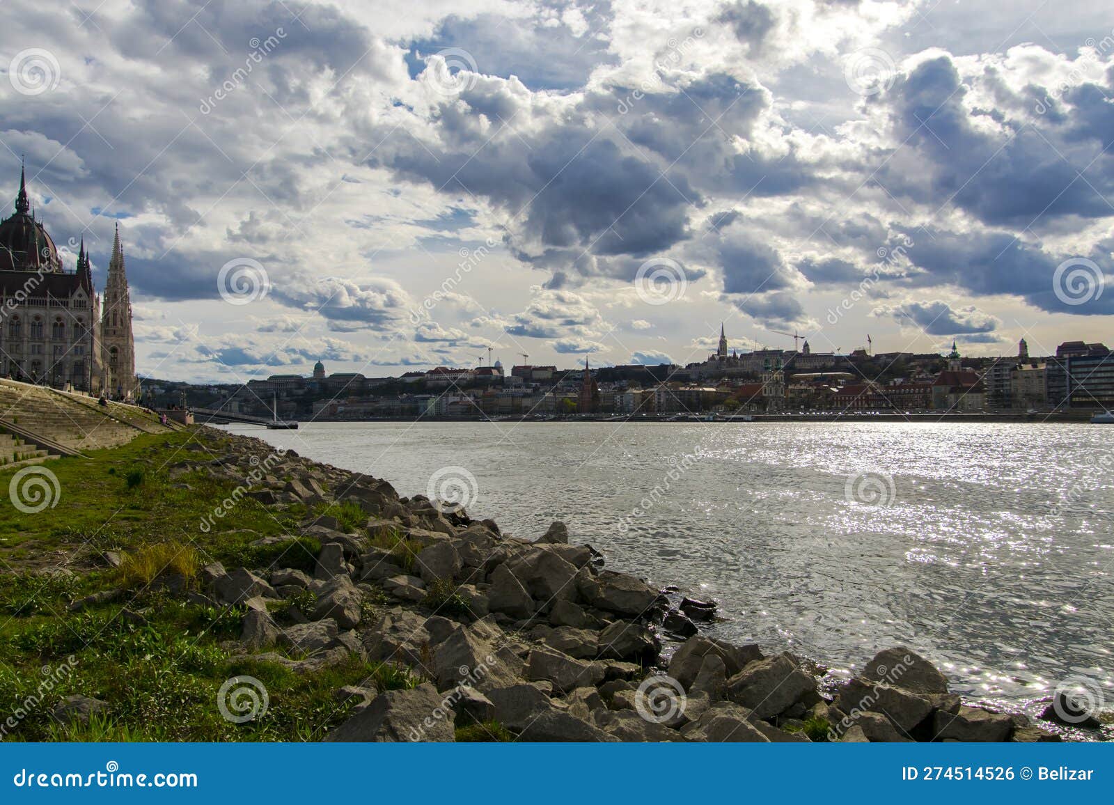 The Panorama View of the River Danube in Budapest Stock Photo - Image ...
