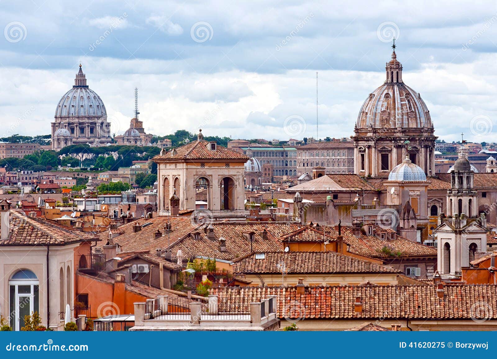Panorama View of Rome Roofs Stock Image - Image of italian, basilica ...