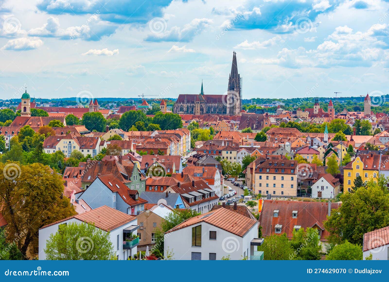 Panorama View of Rooftops in German Town Regensburg Stock Photo - Image ...