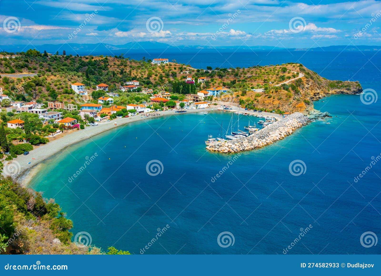 Panorama View of Sabatiki Village in Greece Stock Image - Image of ...