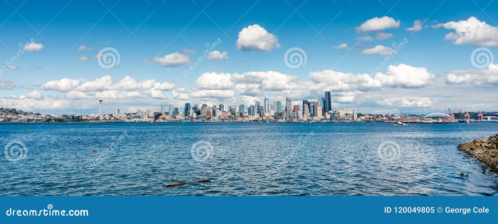Cloudy Seattle Skyline Panorama 2 Stock Image - Image of outdoors ...