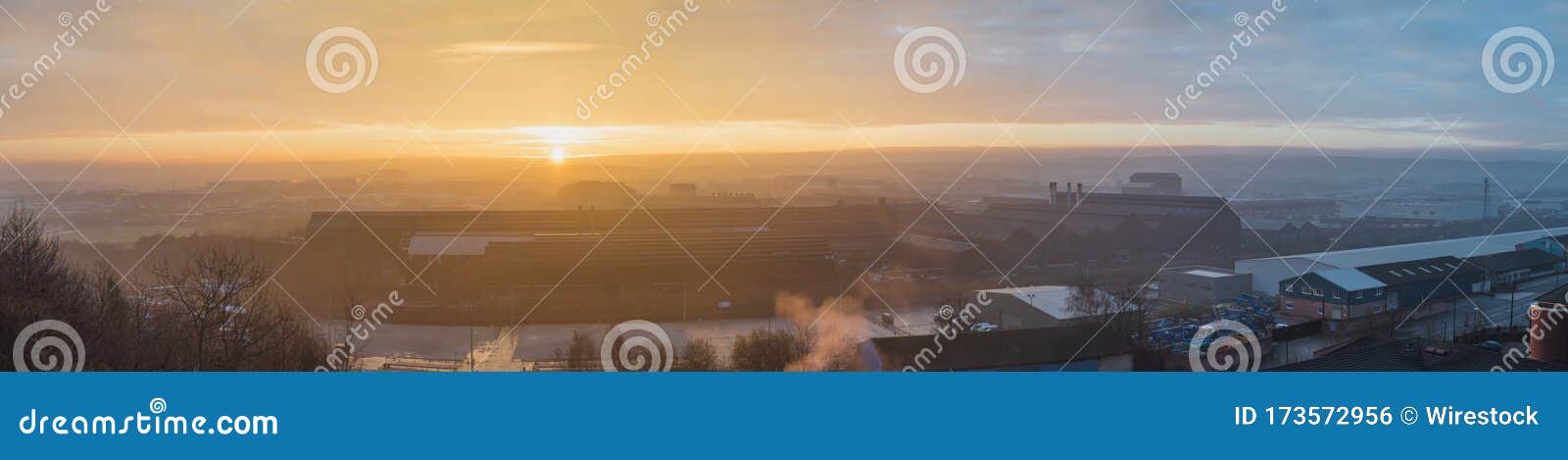 Panorama View of the Sheffield City in Winter during Sunrise Stock ...