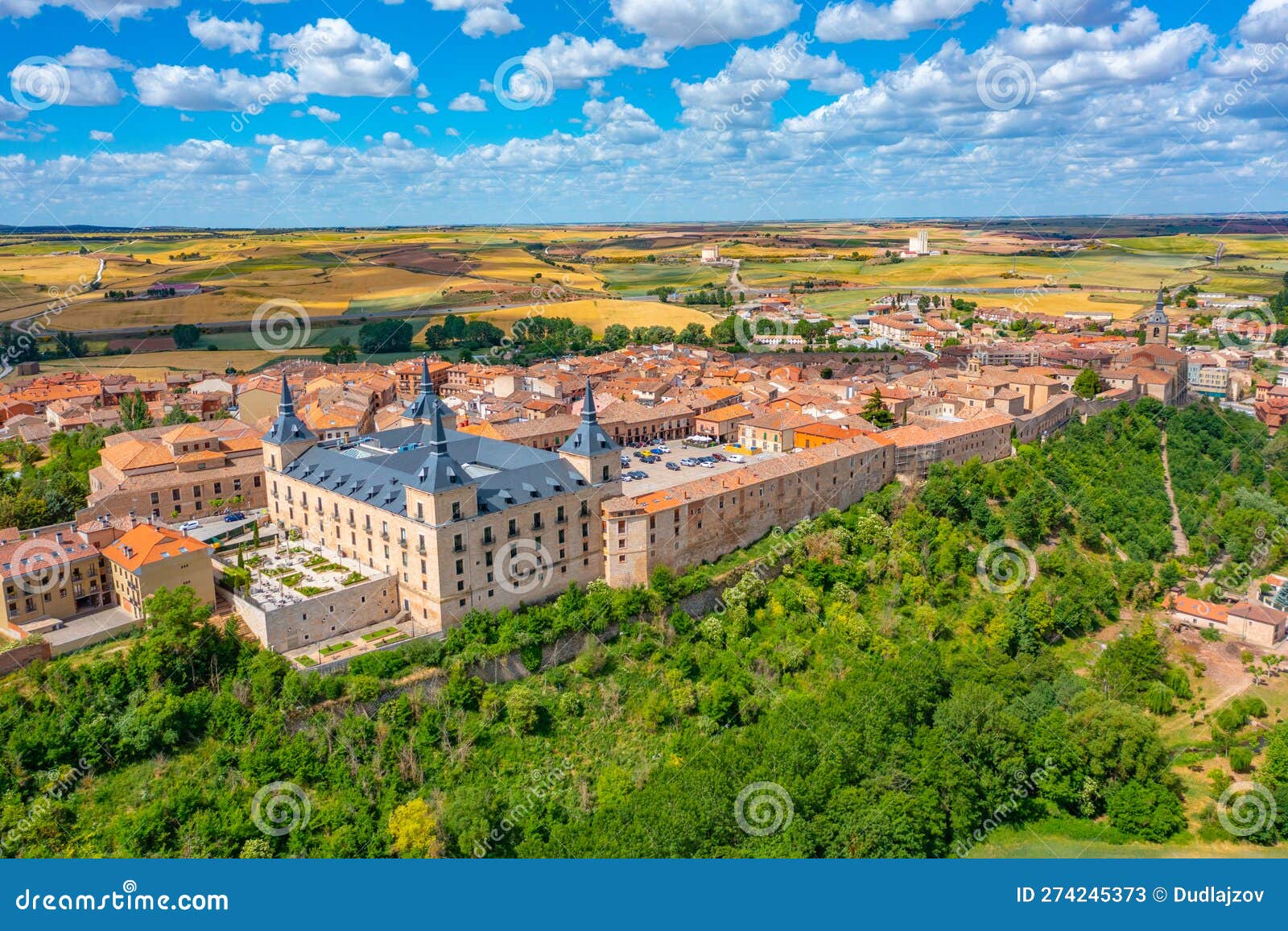 Panorama View of Spanish Town Lerma Stock Image - Image of arcade ...
