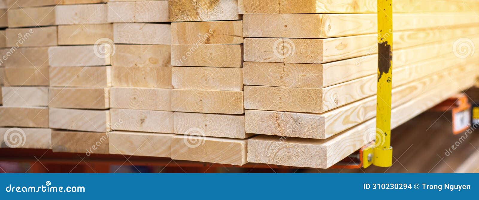 Panorama View Stack of Framing Studs on Elevated Rack with Gauge Steel ...