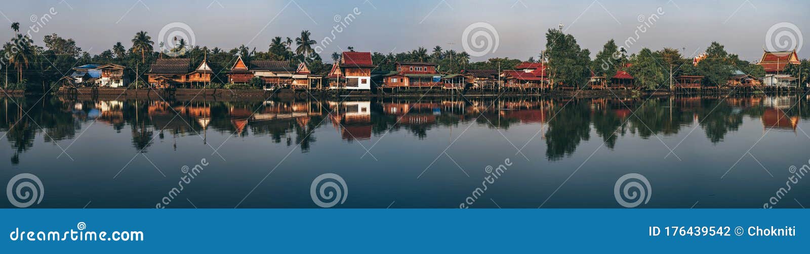 Panorama View of Thai House Riverside Stock Photo - Image of famous ...